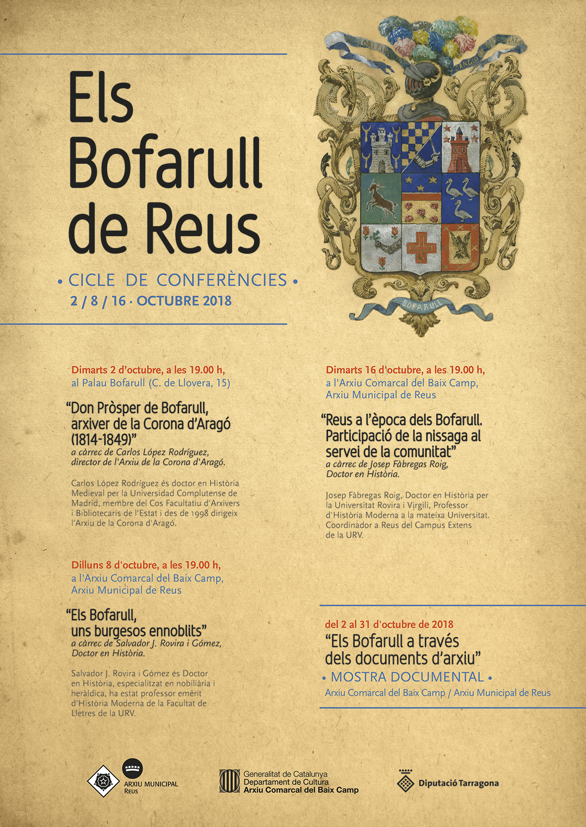 Inici del cicle de conferències “Els Bofarull de Reus”, aquest dimarts ...